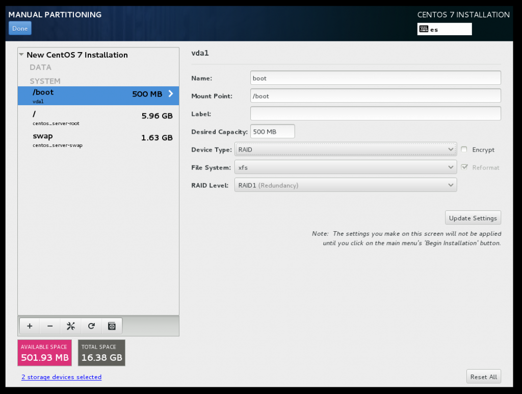 CentOS 7 Server Installation with Software RAID | Bots!